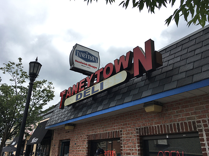 The bold red lettering of Taneytown Deli beckons locals in search of hearty Reubens and classic deli comfort.