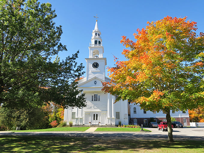Templeton's white church stands like a beacon of tranquility, surrounded by homes where porch sitting is still an evening activity.