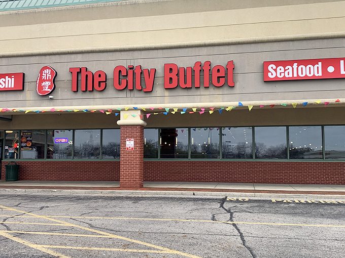 The City Buffet's sprawling exterior promises a world tour of flavors under one massive roof.
