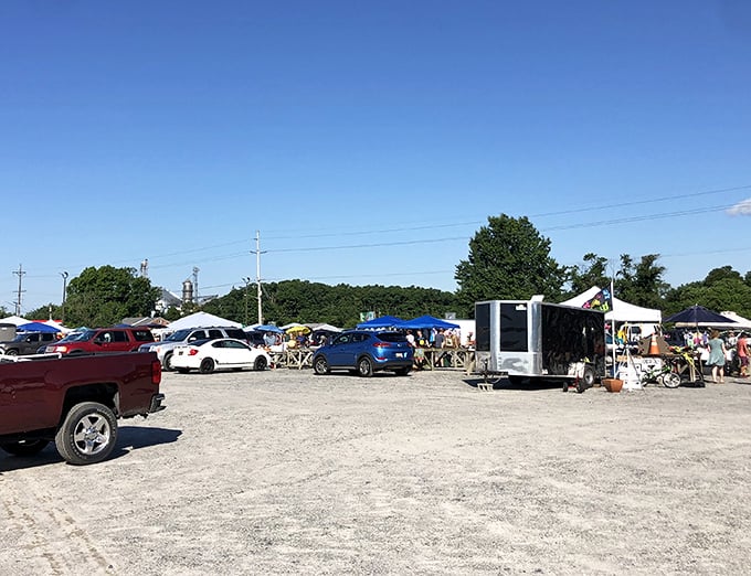 The Flea Market's outdoor setup creates a festival vibe where treasure hunting happens under the big Delaware sky.