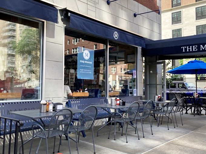 The Mansion's sleek exterior hides old-school breakfast comfort that would make your grandmother smile proudly.