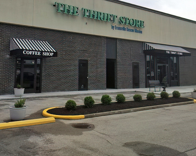 The Thrift Store's stylish brick facade and coffee shop hint at a shopping experience that's as enjoyable as it is affordable.