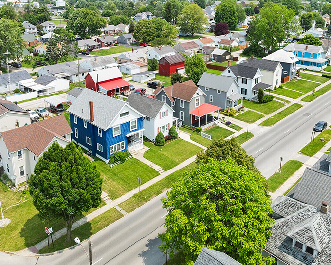 From above, Tiffin's downtown reveals itself as a perfectly preserved piece of Americana, where history and modern life coexist beautifully.