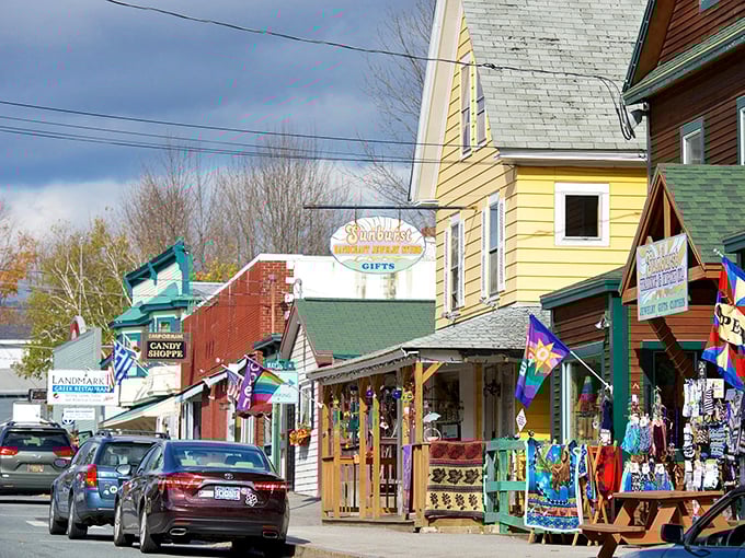 Woodstock's colorful storefronts burst with personality, offering treasures and trinkets that beg to be discovered by curious visitors.