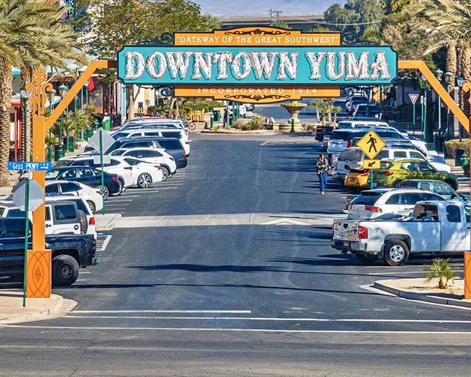 Yuma's welcoming downtown arch promises sunshine and affordability in equal measure, perfect for retirees seeking warmth without wallet shock.