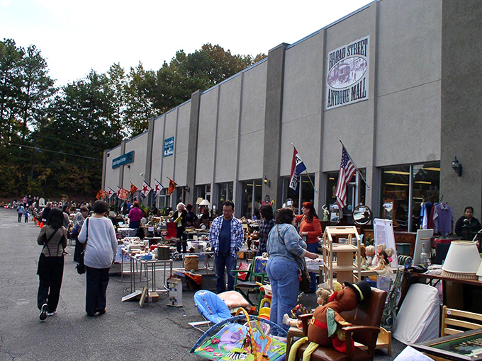 When the weather's perfect, the treasures move outside for a sidewalk sale that feels like Christmas morning.