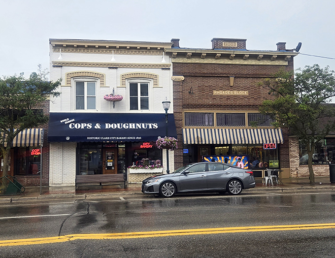 Rain-slicked streets lead to Cops & Doughnuts &ndash; where the only crime is limiting yourself to just one treat.