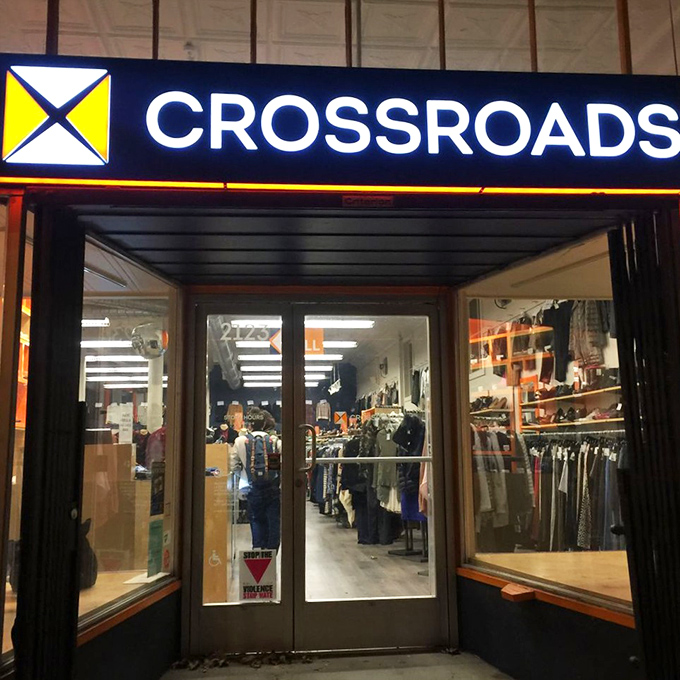 The sleek Market Street storefront promises curated fashion finds where vintage meets contemporary in perfect thrift harmony.