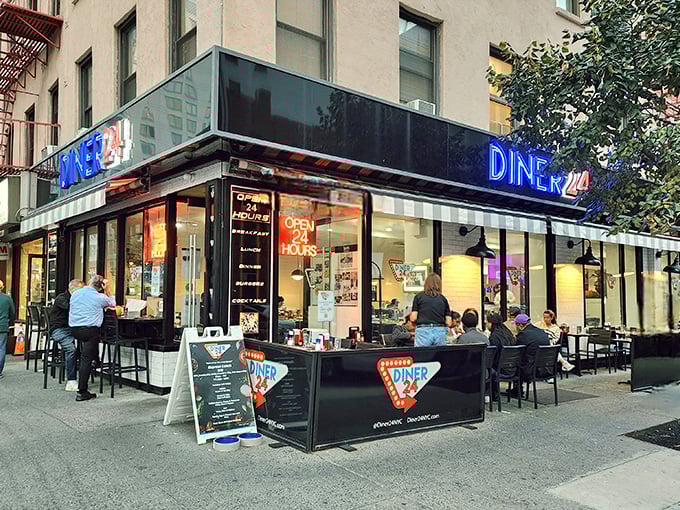 Those welcoming windows reveal a modern diner ready to satisfy your comfort food needs.