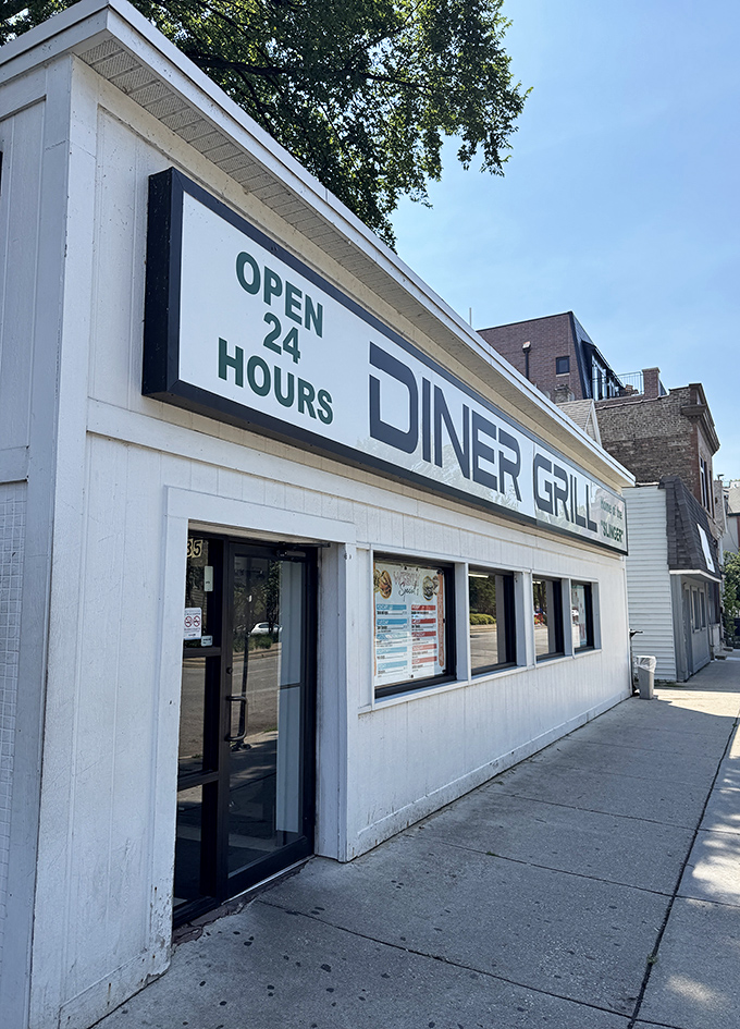Simple white walls frame serious comfort food where construction workers and office folks find common ground.