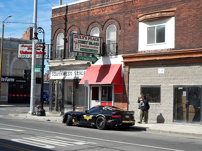 Duly's Place sits like a neighborhood guardian, protecting the sacred art of the perfect coney dog.
