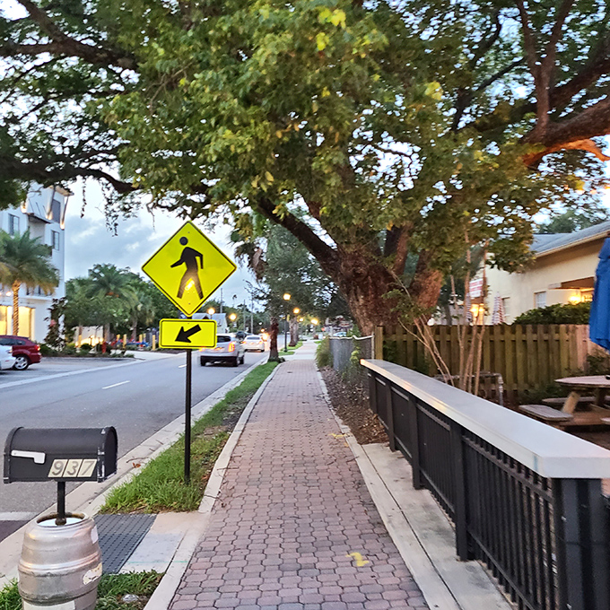 Dunedin's brick-paved pathways whisper "slow down" as dusk settles&mdash;where even the mailboxes (is that a beer keg base?) have personality to spare.