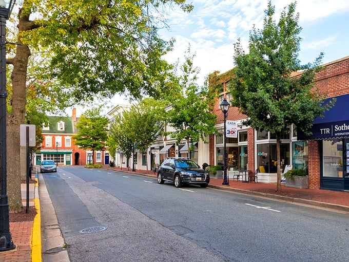 Brick buildings and wide streets create the kind of downtown where every shop feels like a neighborhood discovery.