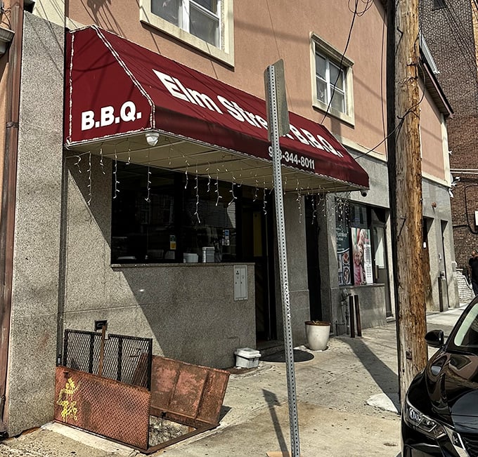 Don't let the unassuming exterior fool you – Elm Street BBQ's simple storefront conceals some of Newark's most mouthwatering smoked delights.