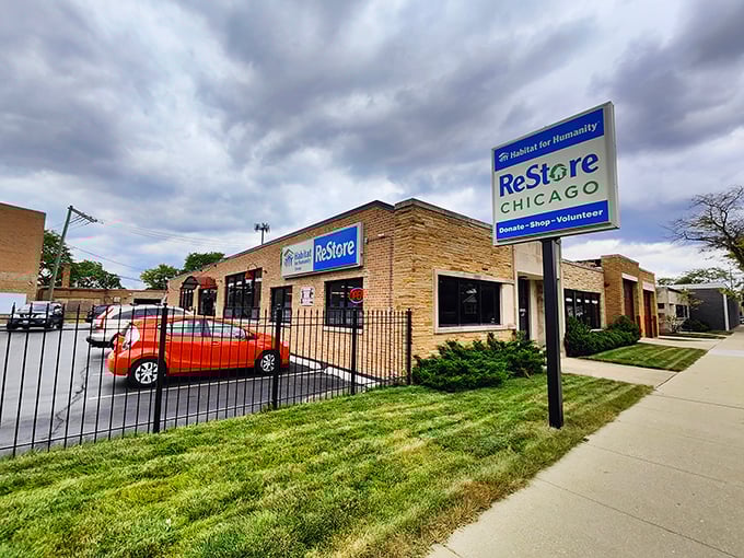 Those distinctive blue and green colors signal both incredible bargains and the chance to help families. 