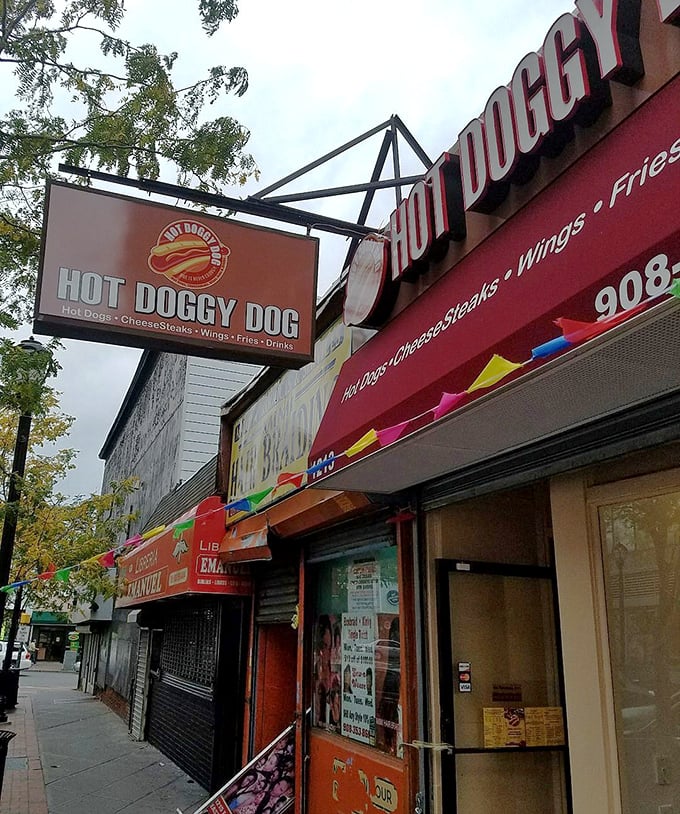 Bright awnings and bold colors make Hot Doggy Dog a cityside stop that proves great street eats don&rsquo;t need fancy seats&mdash;just flavor and flair.