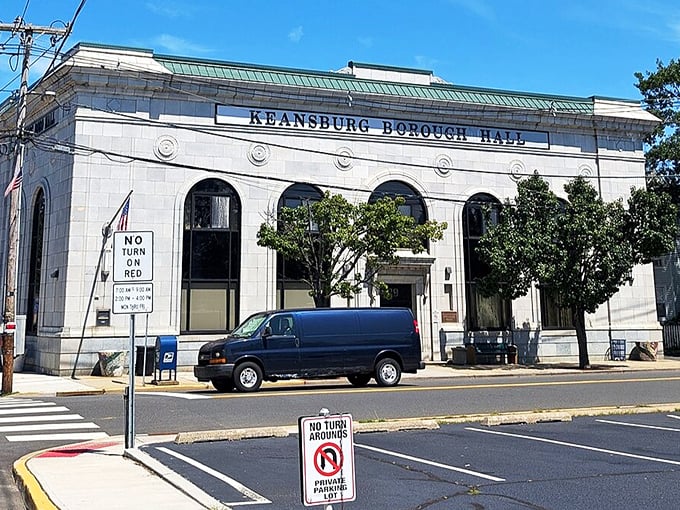 Here&rsquo;s small-town pride wrapped in stone and sunlight&mdash;Keansburg Borough Hall, standing tall like a friendly neighbor.