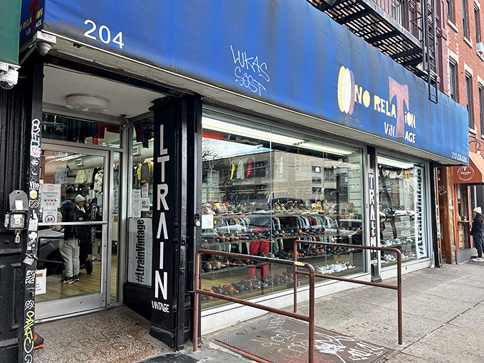 L Train Vintage: Where the entrance says "business" but the merchandise inside screams "party like it's 1985!"