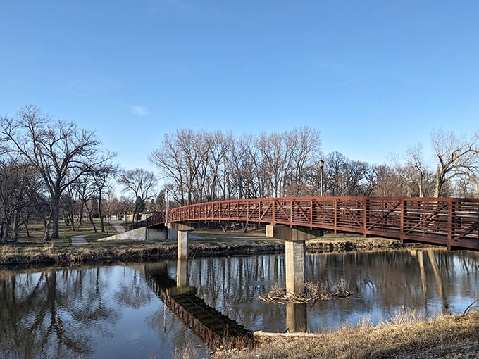 This peaceful bridge in Mason City connects more than just riverbanks &ndash; it links affordable living with quality of life.