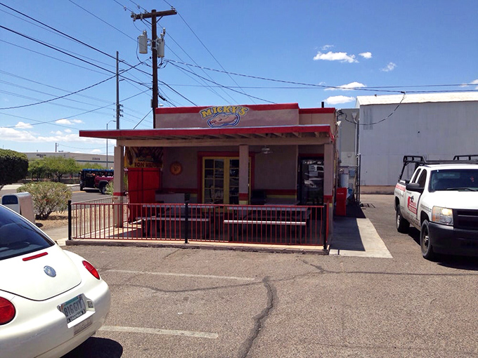 Micky's Hot Dogs' cheerful exterior promises no-frills deliciousness. That little building packs big flavors into every hot dog it serves.