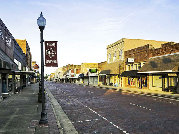 Downtown Minden offers small-town charm with its "Welcome" banners and historic architecture. The brick streets slow you down to savings speed.