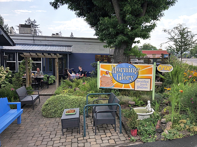 Dining among the flowers at Morning Glory feels like you've stumbled into a secret garden that happens to serve incredible pancakes.