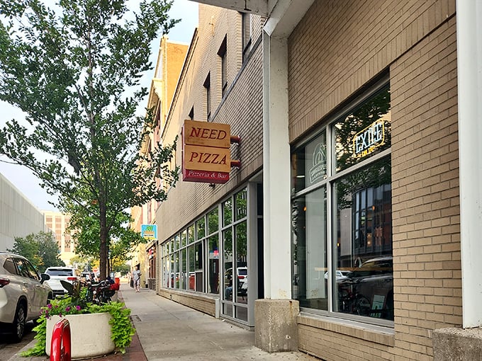 Urban charm meets pizza necessity at this Cedar Rapids gem. The sidewalk view invites you to satisfy that pizza craving right now.
