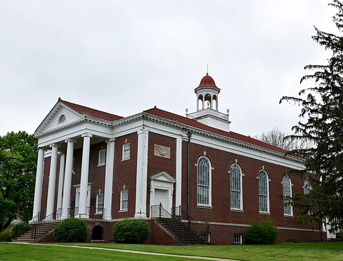 Brick and limestone combine in Oskaloosa's downtown buildings, where history and modern commerce meet on quiet streets.