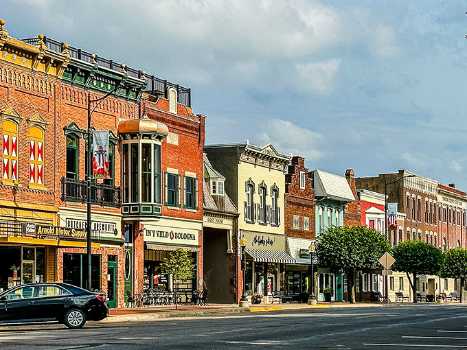 These storefronts wear their Dutch heritage like Sunday best &ndash; complete with stepped gables and all.