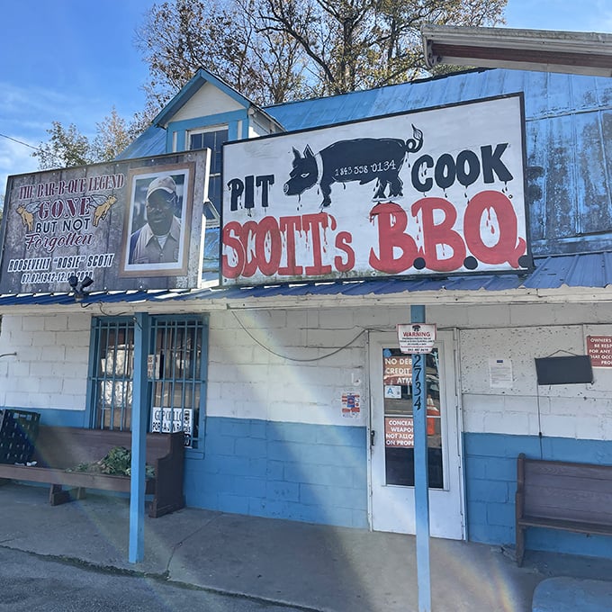 That "PIT COOK" sign isn't just decoration &ndash; it's a promise of authentic wood-cooked barbecue magic.