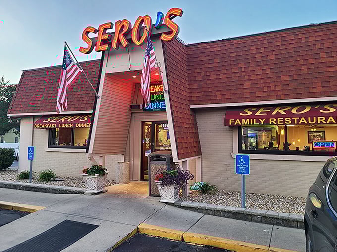 The bright red sign beckons like a lighthouse for hungry travelers&mdash;guiding you to a harbor of homestyle cooking and pie-based happiness.