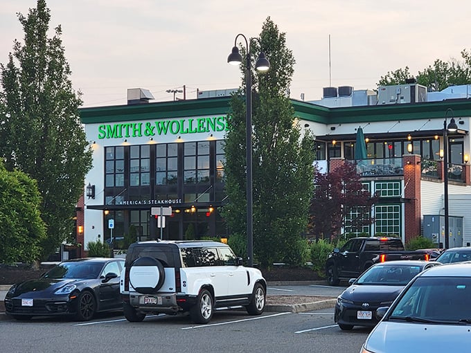 The unmistakable green sign of Smith & Wollensky shines like a beacon for steak lovers&mdash;proof that serious steak business is happening inside.