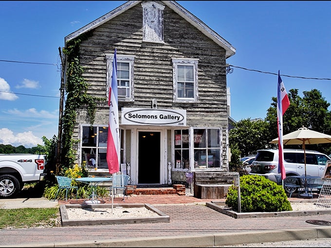 Where weathered wood and artistic soul converge - Solomons Gallery beckons creative spirits inside.