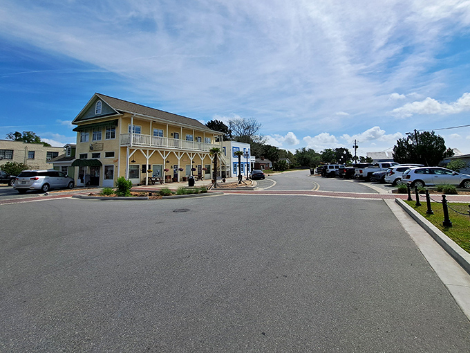 Sunshine yellow meets brick-paved perfection in St. Marys, where the streets curve gently toward adventure and salt-kissed breezes carry whispers of island life.