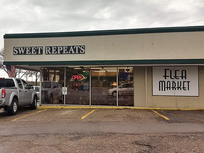 The simple "Flea Market" sign says it all - sometimes the best places don't need fancy advertising.