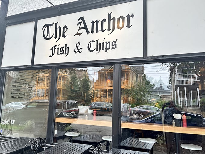 Behind that classic black and white facade lies fish so perfectly fried it would impress the Queen herself.