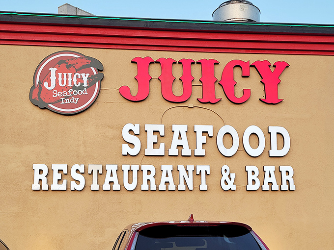 The bold red lettering isn't just for show &ndash; it's warning you about the flavor explosion waiting inside those seafood bags!