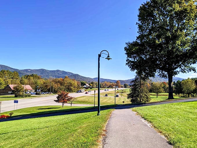The Smokies frame this town like nature's own picture window - no filter needed.