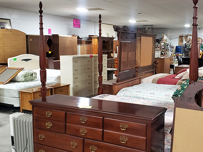 Classic furniture pieces stand ready for their second act in someone's loving home story.