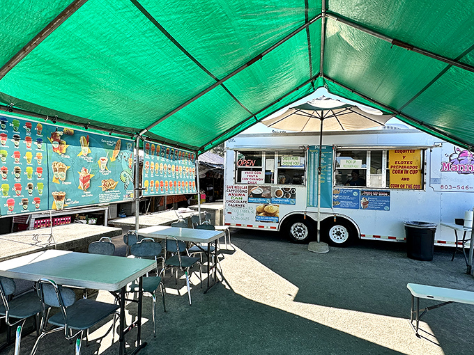 Nothing says "authentic flea market experience" like a food trailer serving up cold treats under a green canopy at US 1 Metro.