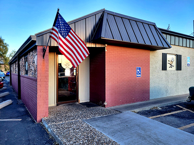That patriotic flag waves over what's surely America's most dedicated pancake palace in the Panhandle.