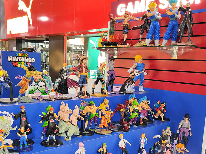 Action figures frozen mid-heroic pose, waiting to be rescued from their plastic prison and taken home to battle imaginary villains.