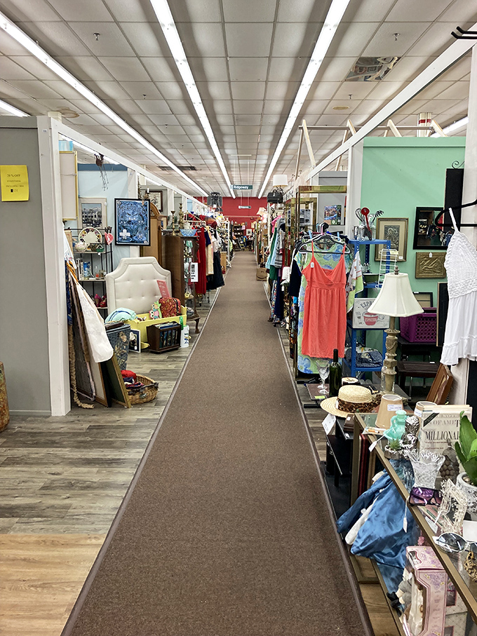 Fashion finds line the walkways, with vintage dresses just waiting for their next night out. Yesterday's style becomes tomorrow's statement piece.