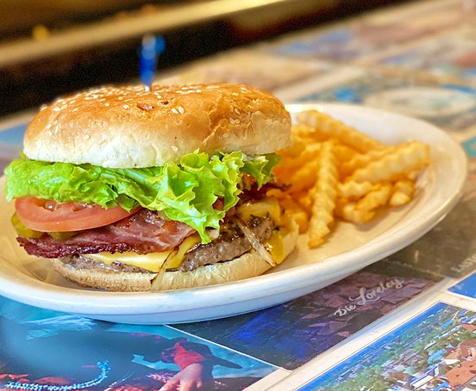 The burger that time forgot&mdash;in the best possible way. No foodie trends here, just the timeless combination of beef, bacon, cheese, and satisfaction.