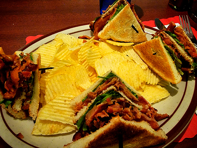 This club sandwich isn't messing around&mdash;layers of bacon, fresh vegetables, and toasted bread create the architectural marvel of lunch options.