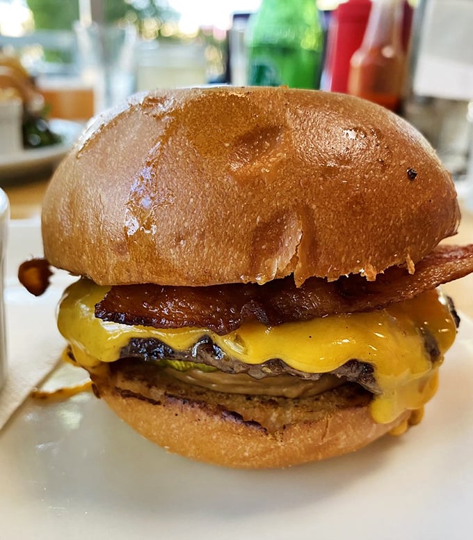 This bacon cheeseburger isn't just a meal&mdash;it's a commitment. The glossy bun barely contains the glory within.
