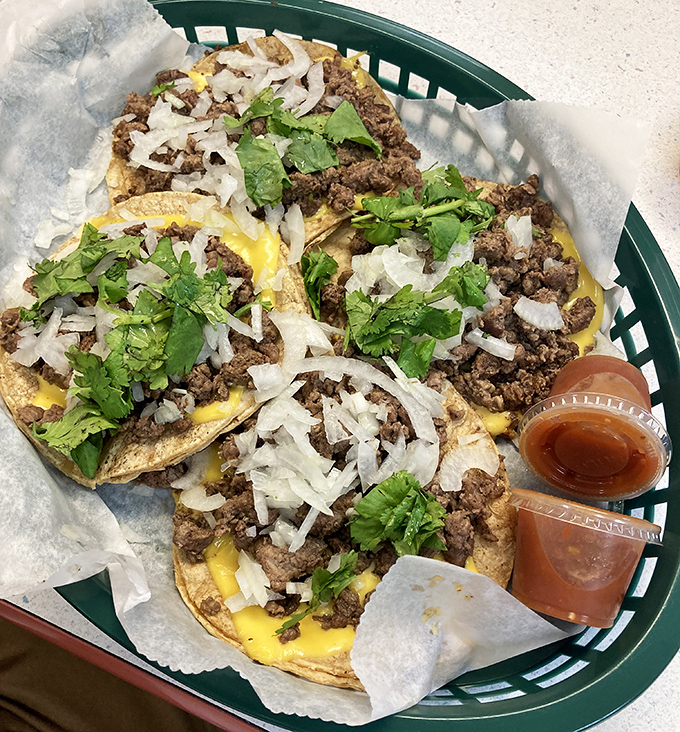 These street tacos don't need fancy garnishes or artisanal tortillas&mdash;just properly seasoned beef, fresh onions, cilantro, and the dignity of simplicity.