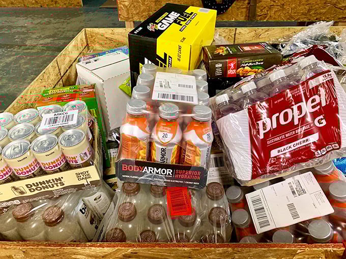 From energy drinks to Dunkin' coffee, the beverage bin offers liquid refreshment for your shopping marathon. Hydration and caffeination at discount prices!