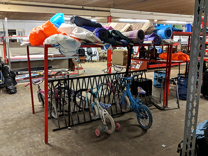 Childhood dreams on wheels! These bikes and exercise equipment represent optimism in its purest form – slightly used but full of potential.