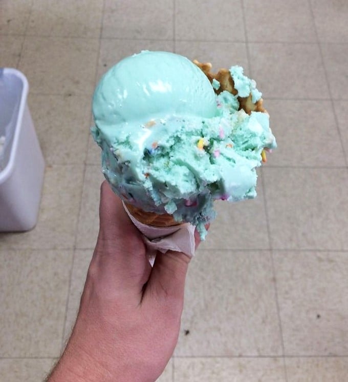 Mint ice cream with mix-ins that would make a pastry chef jealous. The color isn't just pretty – it's practically winking at you.